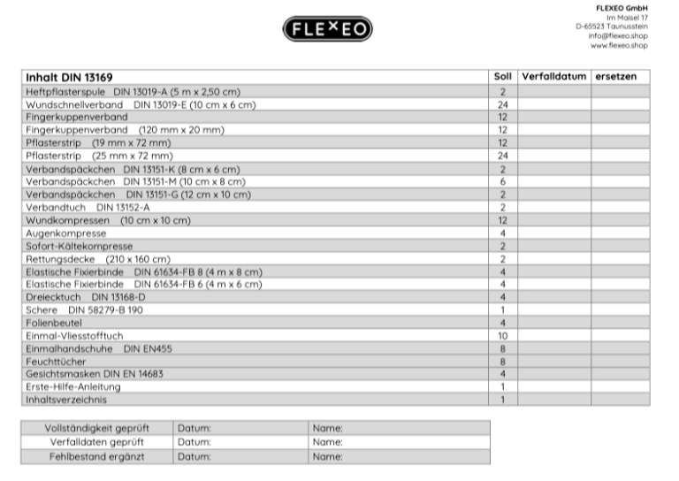 DIN 13157 und 13169 Checkliste: Verfallsdaten prüfen | FLEXEO