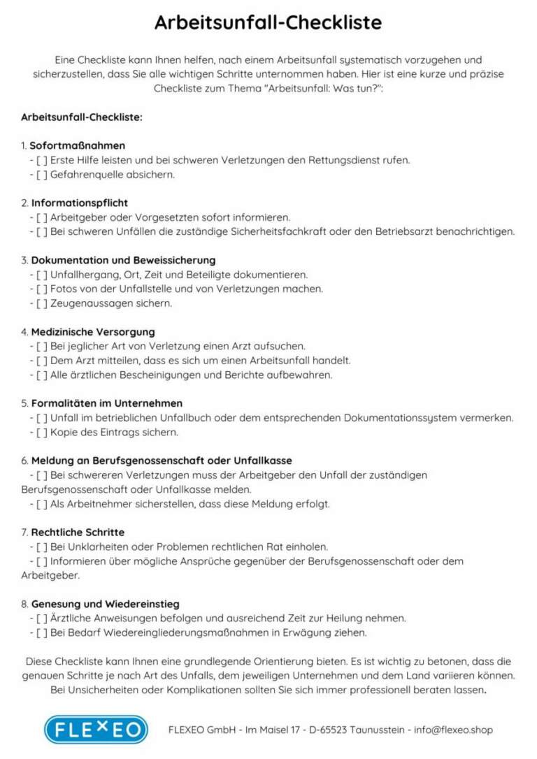 Arbeitsunfall - Was tun? Leitfaden für Betroffene | FLEXEO
