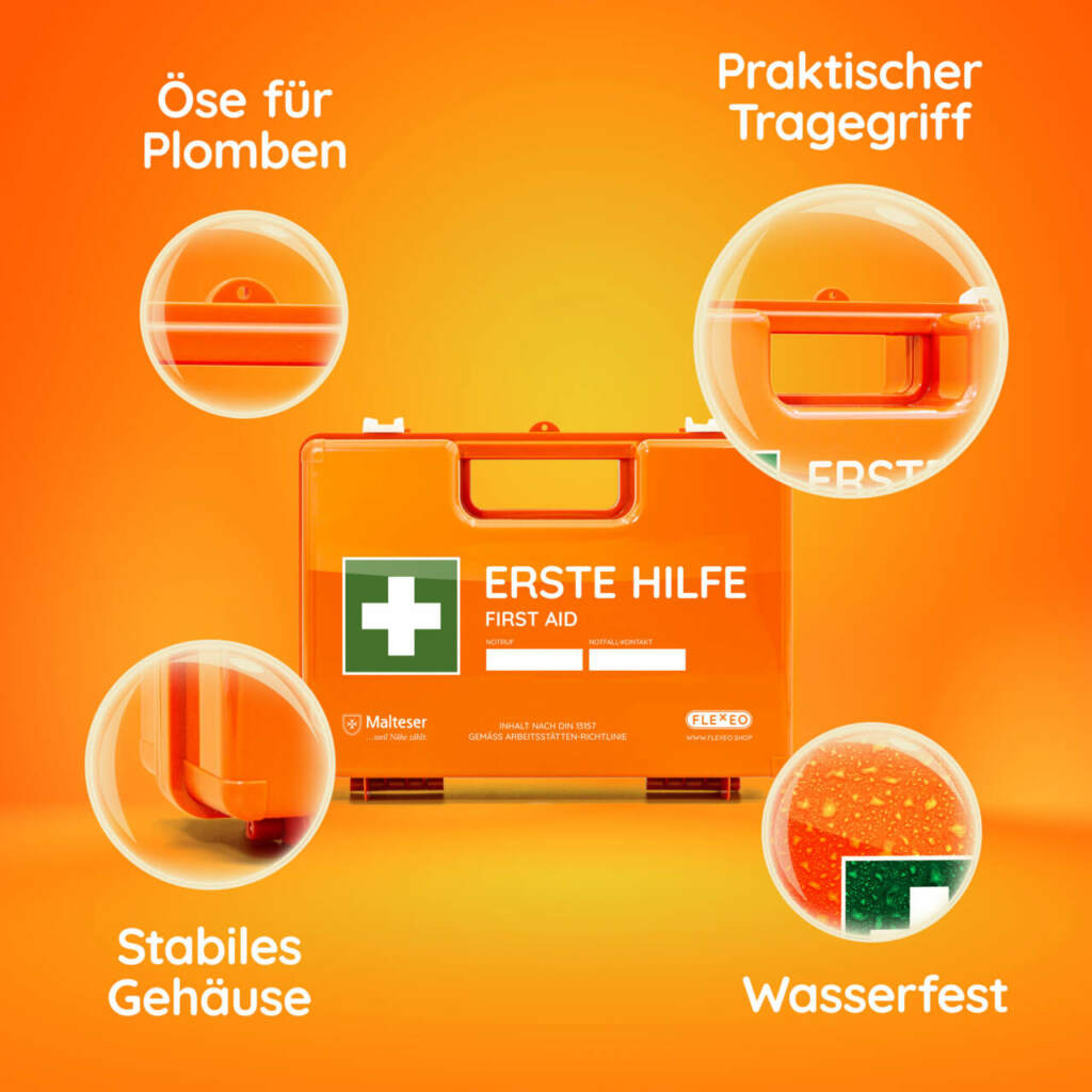 Erste-Hilfe-Koffer, DIN 13157, Komplettpaket | FLEXEO